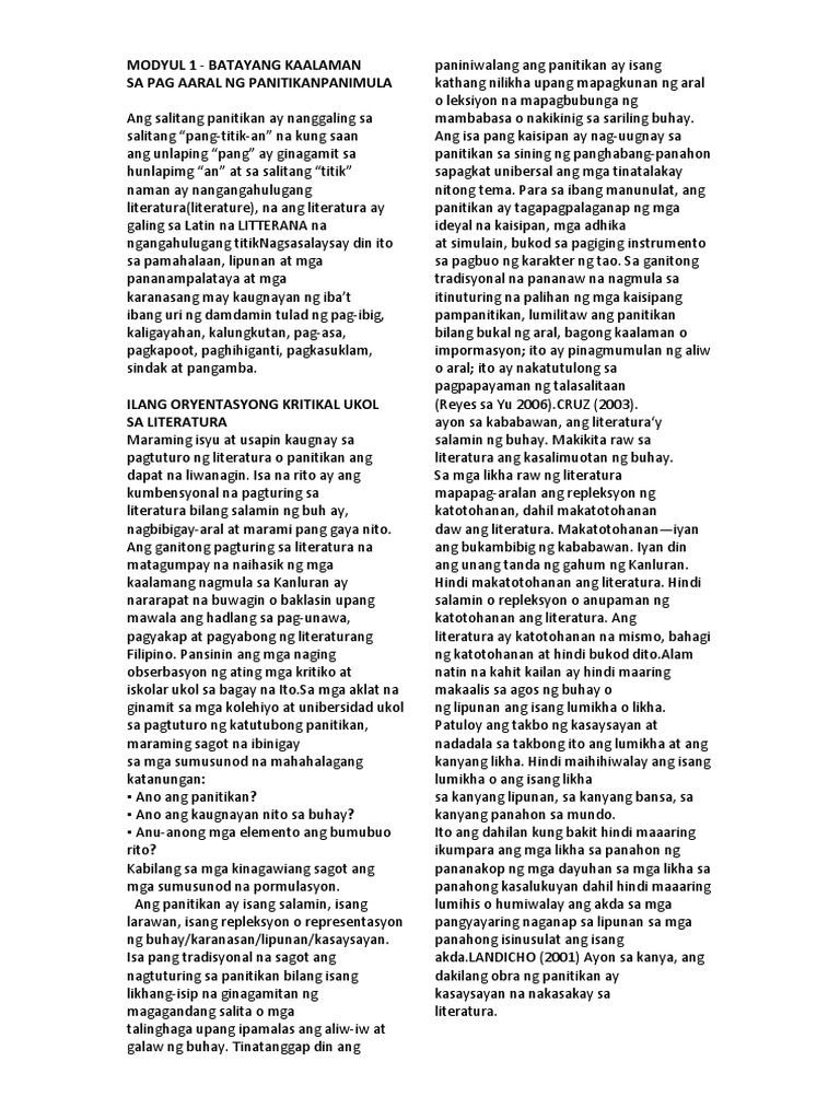 Panitikan - Module 1 | PDF