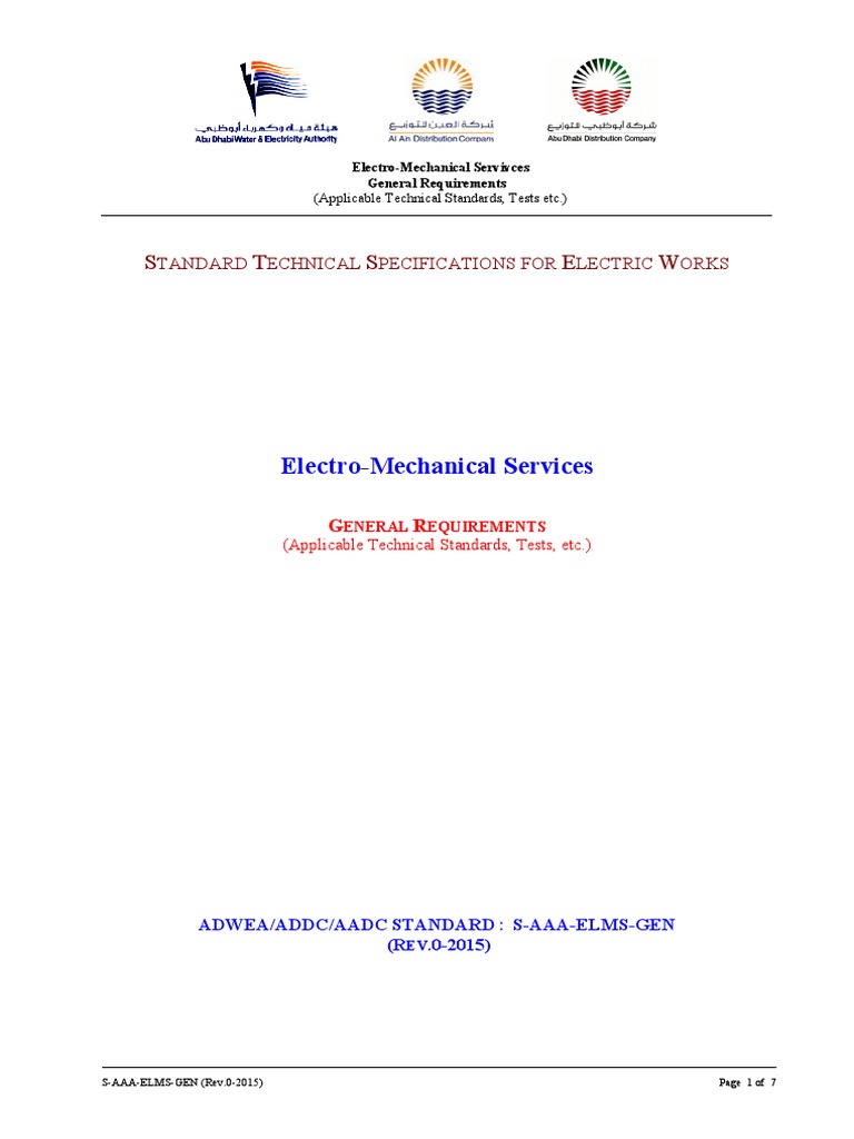 Electro-Mechanical Services Specs | PDF | Specification (Technical ...