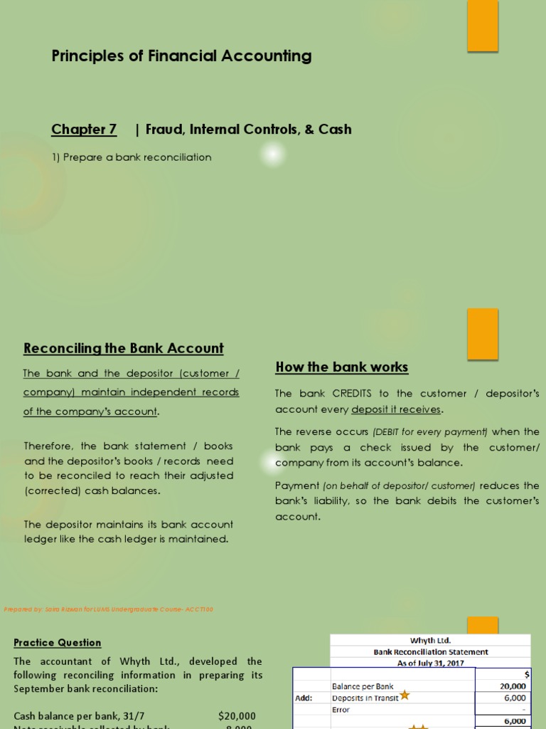 Principles of Financial Accounting: Chapter 7 - Fraud, Internal Controls, & Cash | PDF | Deposit ...