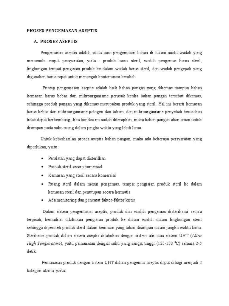 Proses Pengemasan Aseptis | PDF