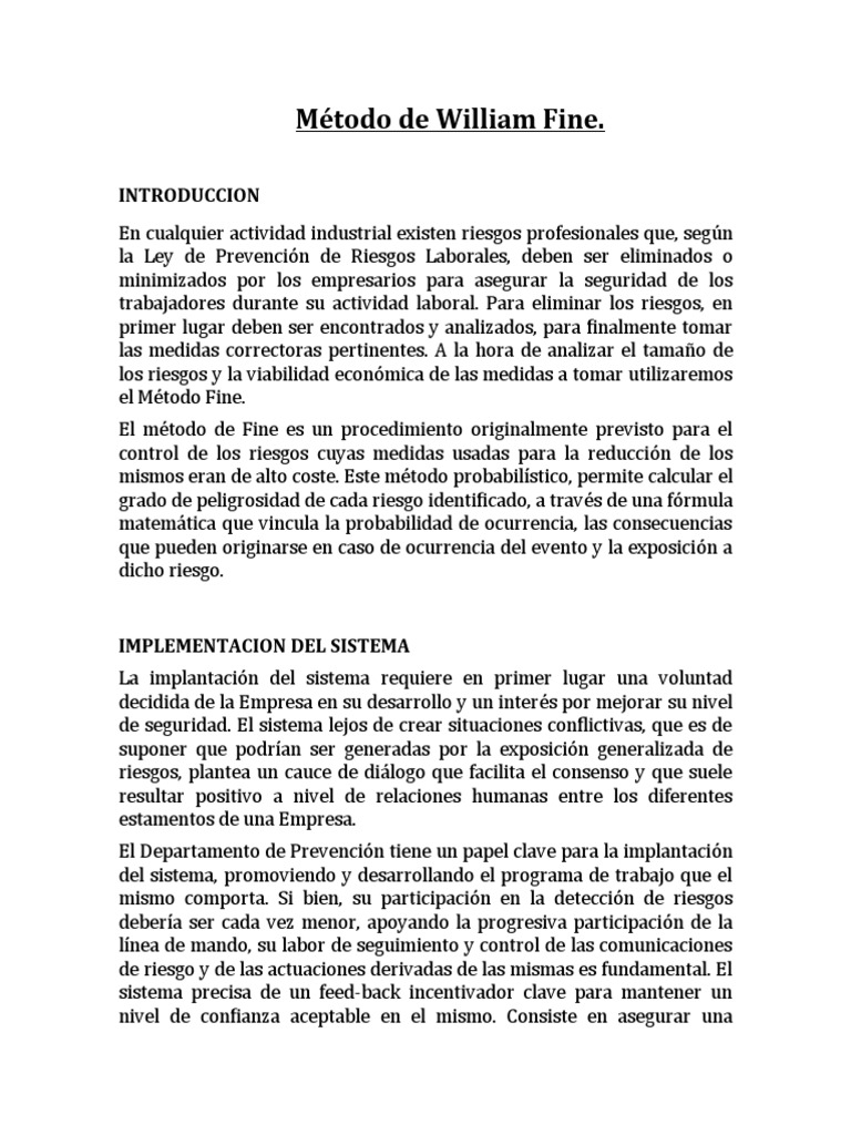 Metodo de William Fine | PDF | Riesgo | Probabilidad