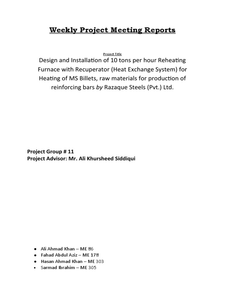 Weekly Project Meeting Reports - Box File | PDF