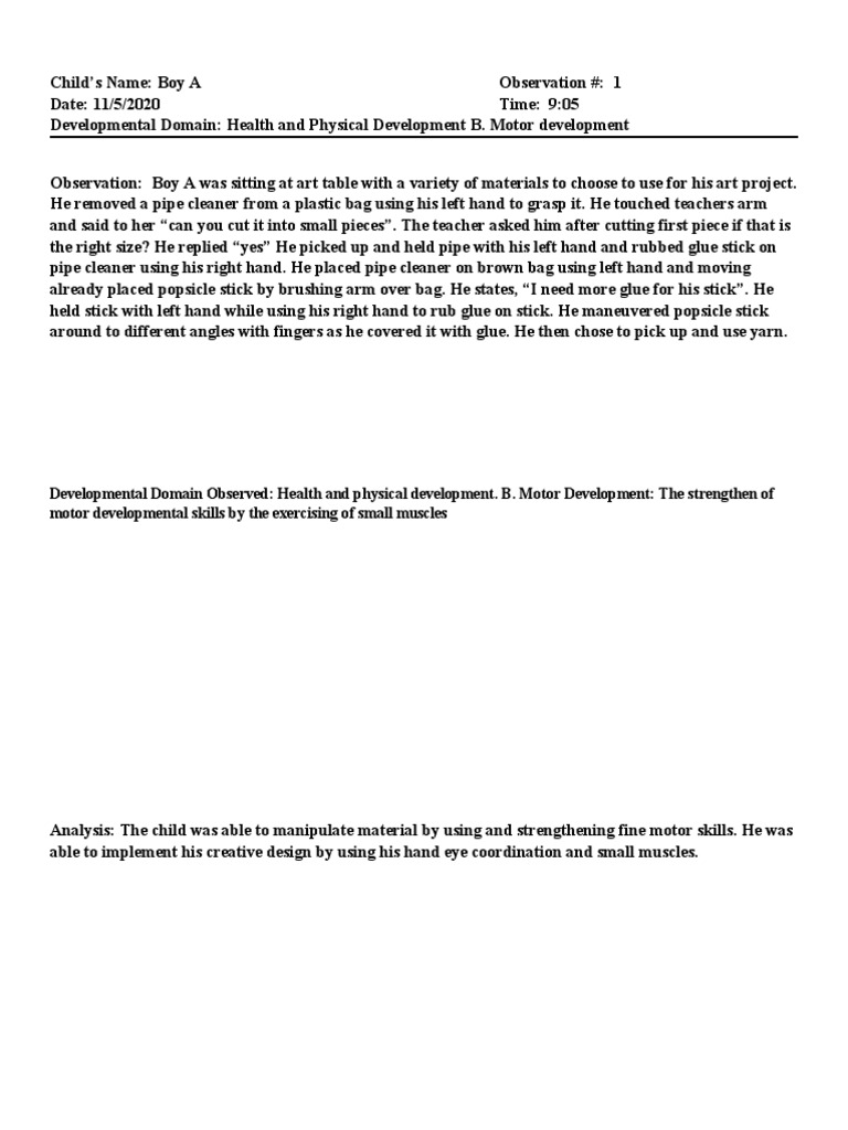 Observations | PDF | Language Development | Neuropsychological Assessment