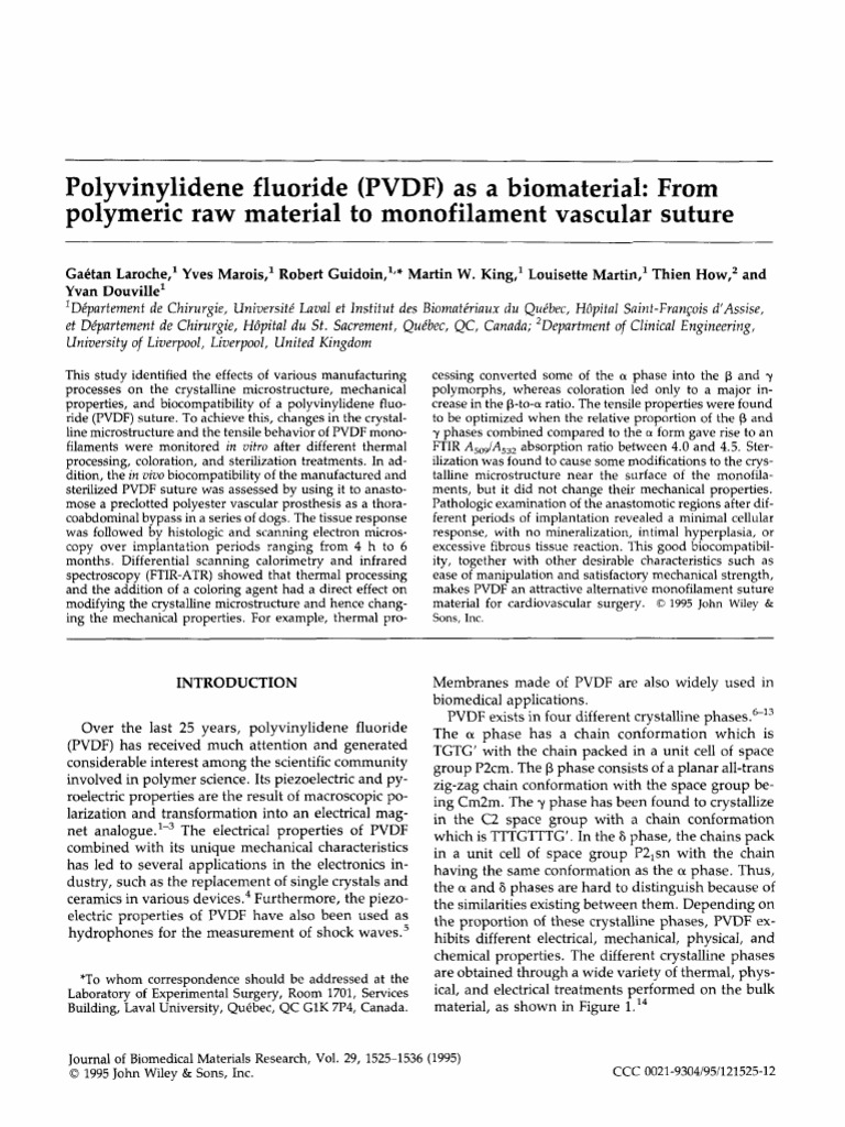 PVDF As A Biomaterial | PDF | Differential Scanning Calorimetry ...