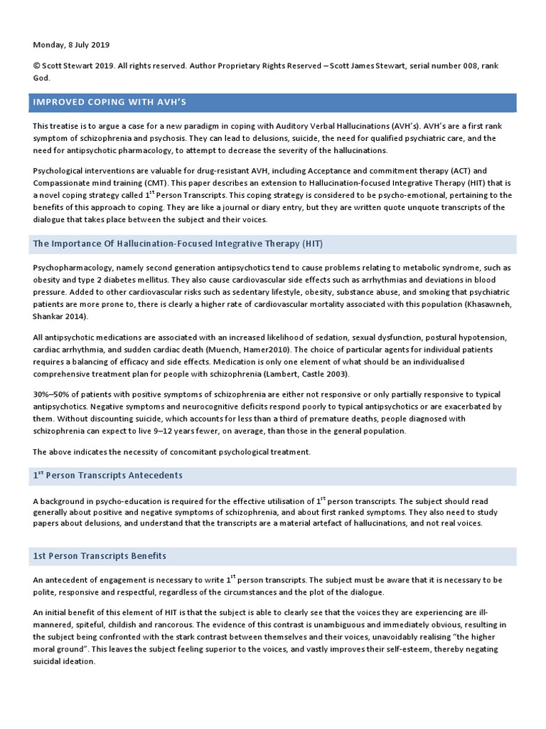 1st Person Transcripts - Novel Coping Strategy As Part of Hallucination ...