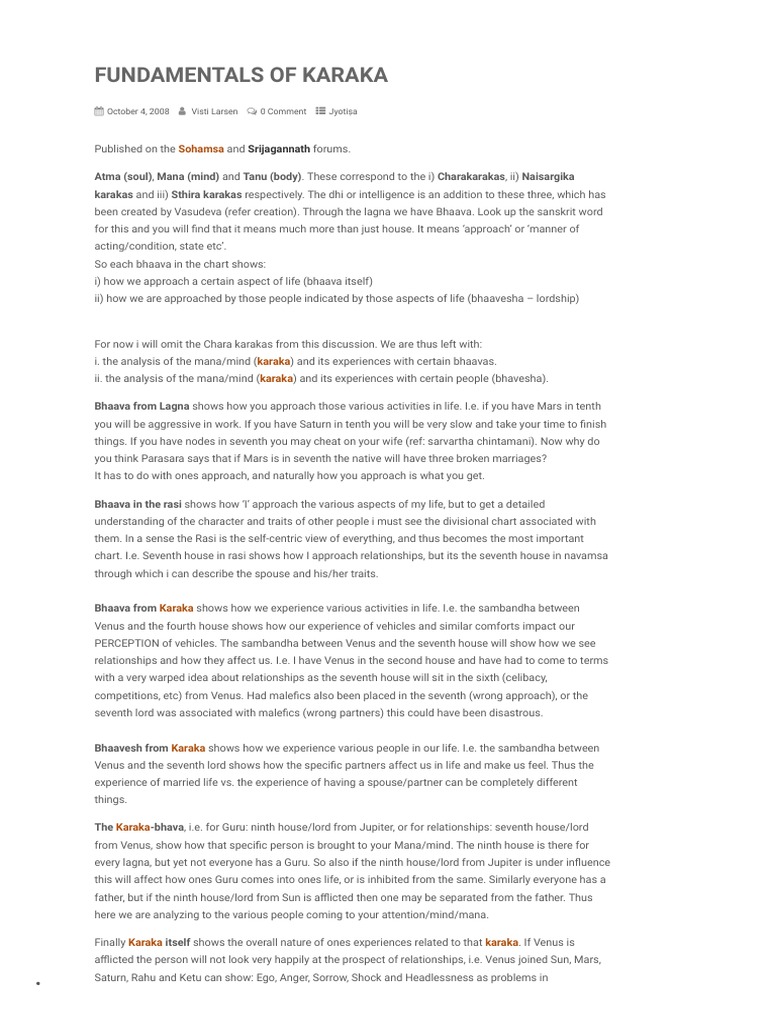 Fundamentals of Karaka - Sri Garuda by Visti Larsen | PDF | Hindu Astrology | Religion And Belief