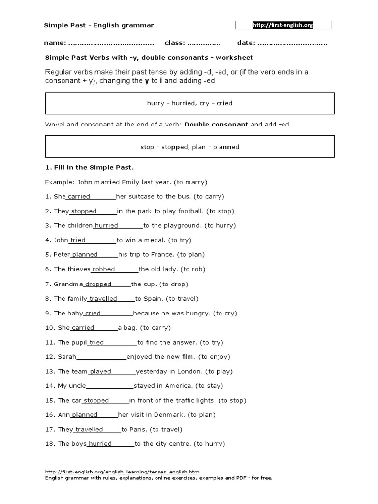 Regular Verbs Make Their Past Tense by Adding - D, - Ed, or (If The ...