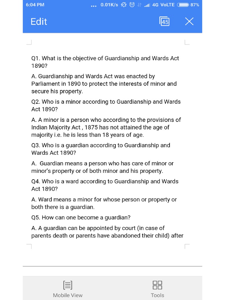 Guardianship Notes | PDF