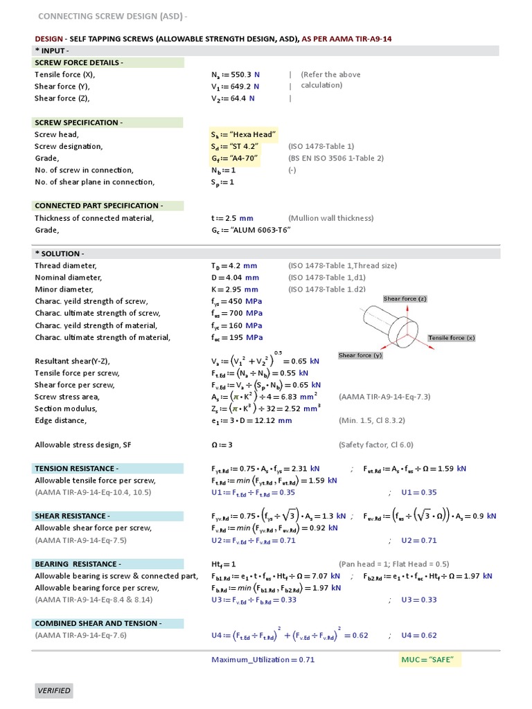 Design Strength of Screw AAMA TIR-A9 | PDF | Screw | Civil Engineering