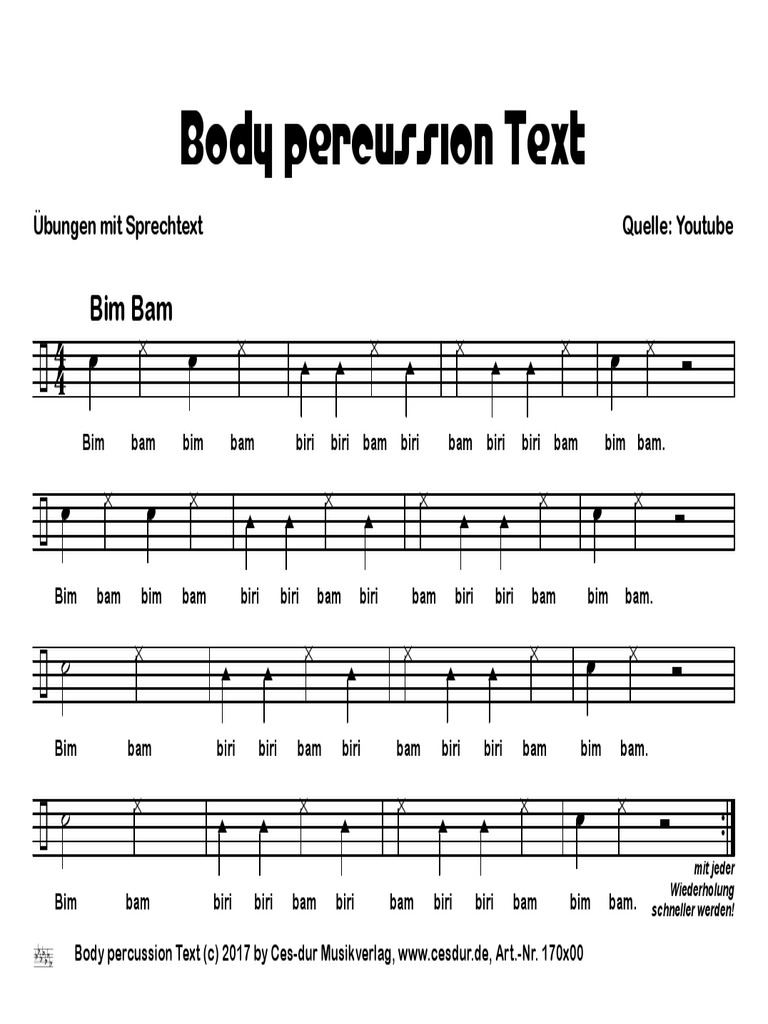 Body Percussion Text PDF | PDF
