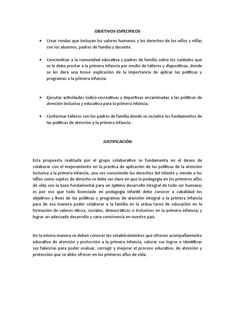 Objetivos Especificos | PDF