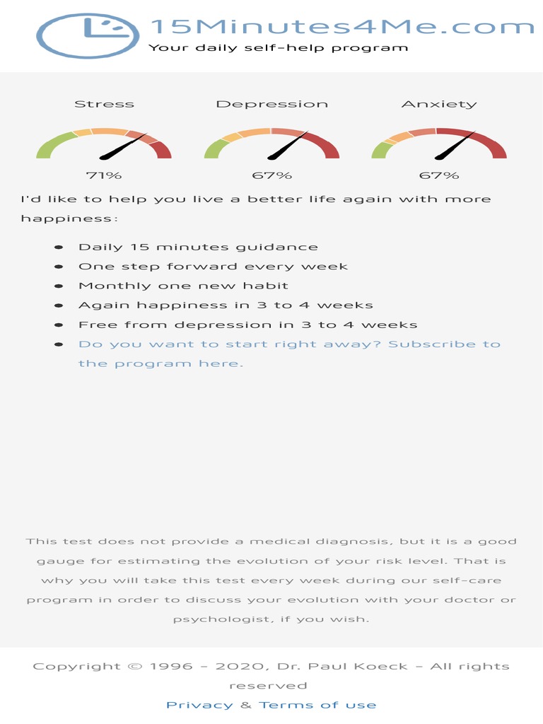Test Your Stress Level With Our Free Online Test - 15 Minutes 4 Me | PDF