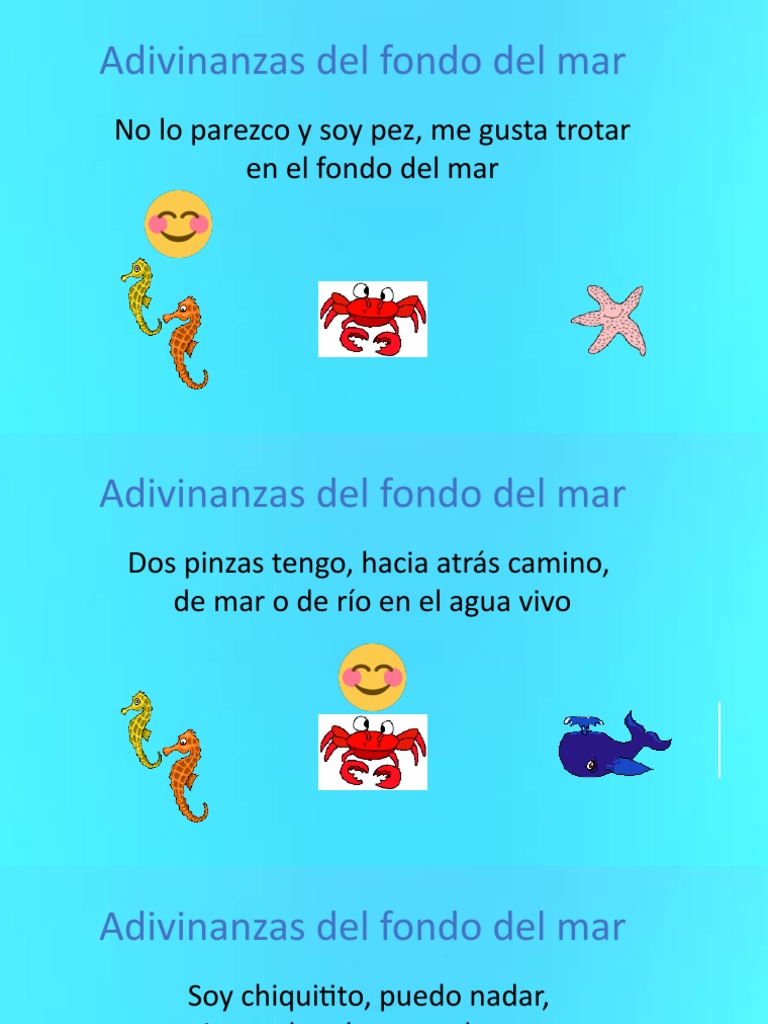 Adivinanzas acerca de criaturas marinas | PDF