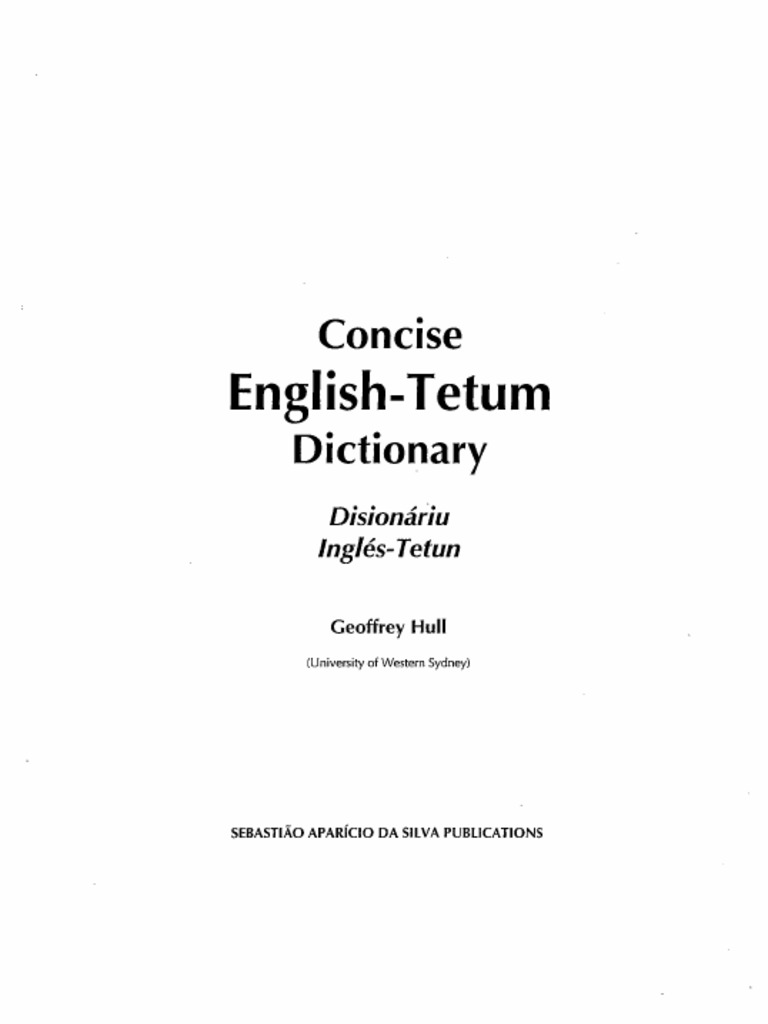 Standard English-Tetum Dictionary PDF | PDF