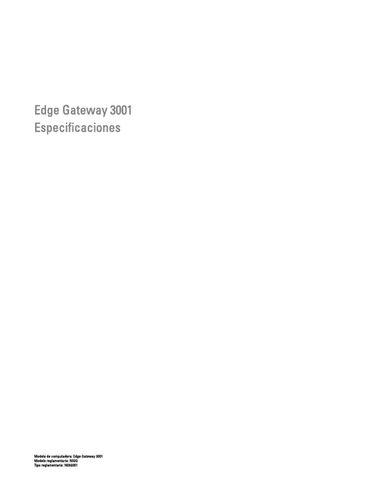 Dell Edge Gateway 3000 Series Oem Ready - Specifications - Es MX | PDF ...