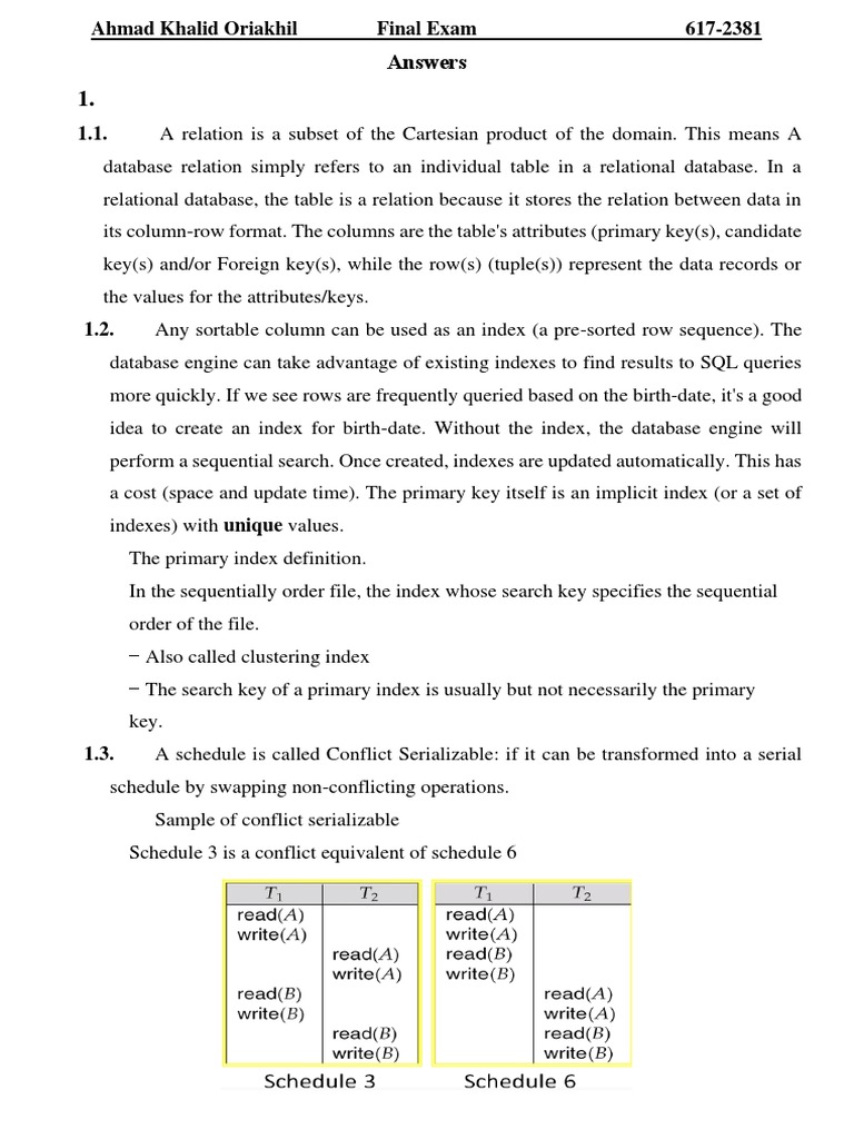 Final Exam | PDF | Database Index | Database Transaction