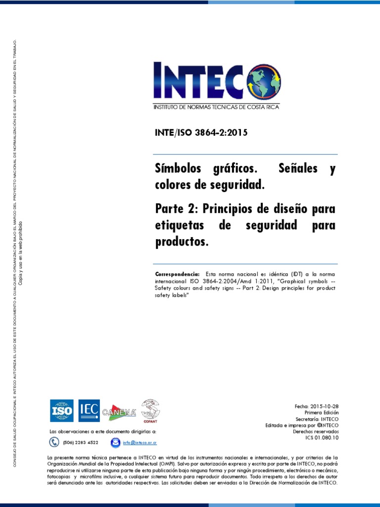 INTE ISO 3864-2 2015 - Etiquetas | PDF | Organización internacional ...