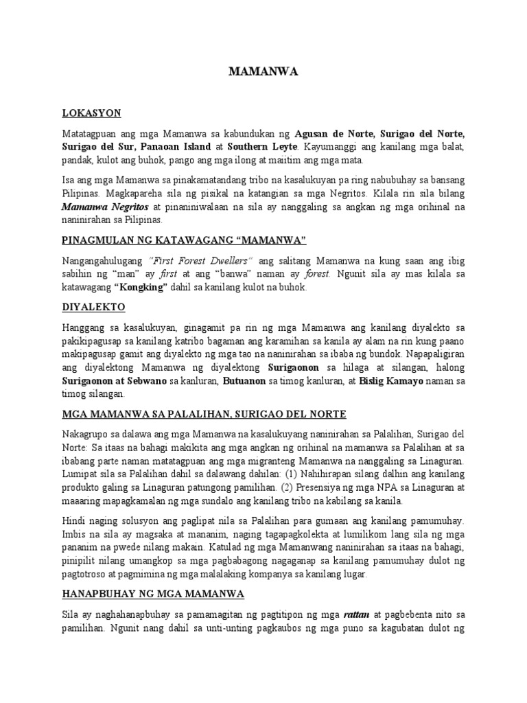 MAMANWA | PDF