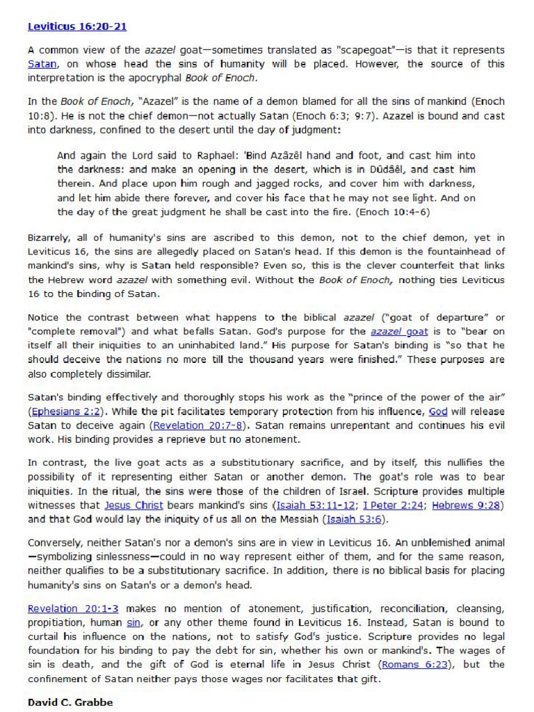 What The Bible Says About Dudael (Desert) and Satan | PDF