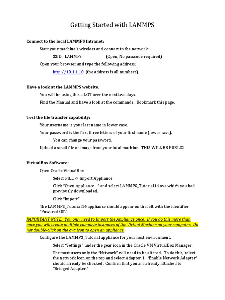 Getting Started With LAMMPS: Connect To The Local LAMMPS Intranet | PDF | Linux | Icon (Computing)