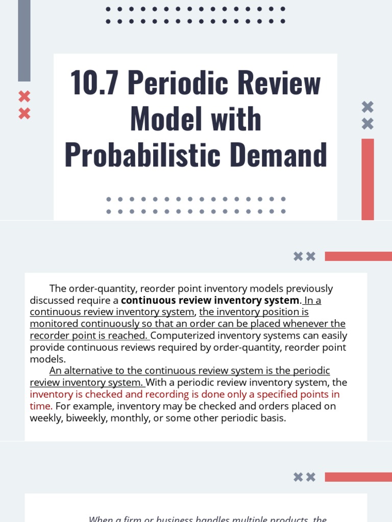 10.7 Periodic Review Model With Probabilistic Demand | PDF | Inventory ...