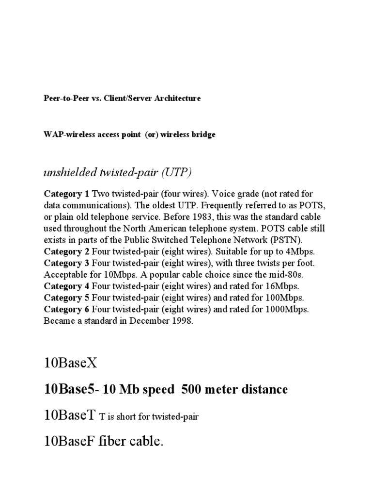 10basex: 10base5 | PDF | Networks | Network Protocols