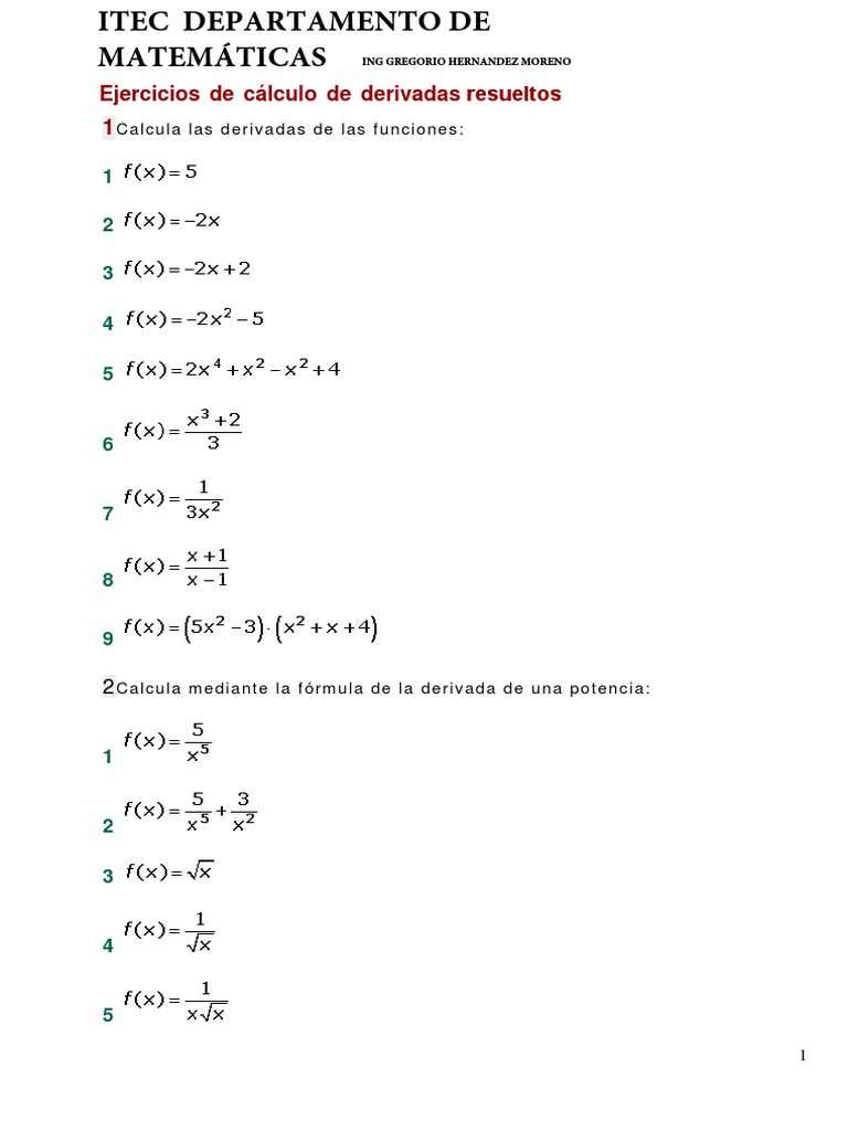 Ejercicios de Derivadas Resueltos | PDF