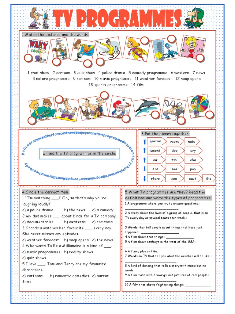 TV Programme Types Worksheet | PDF | Entertainment | Television
