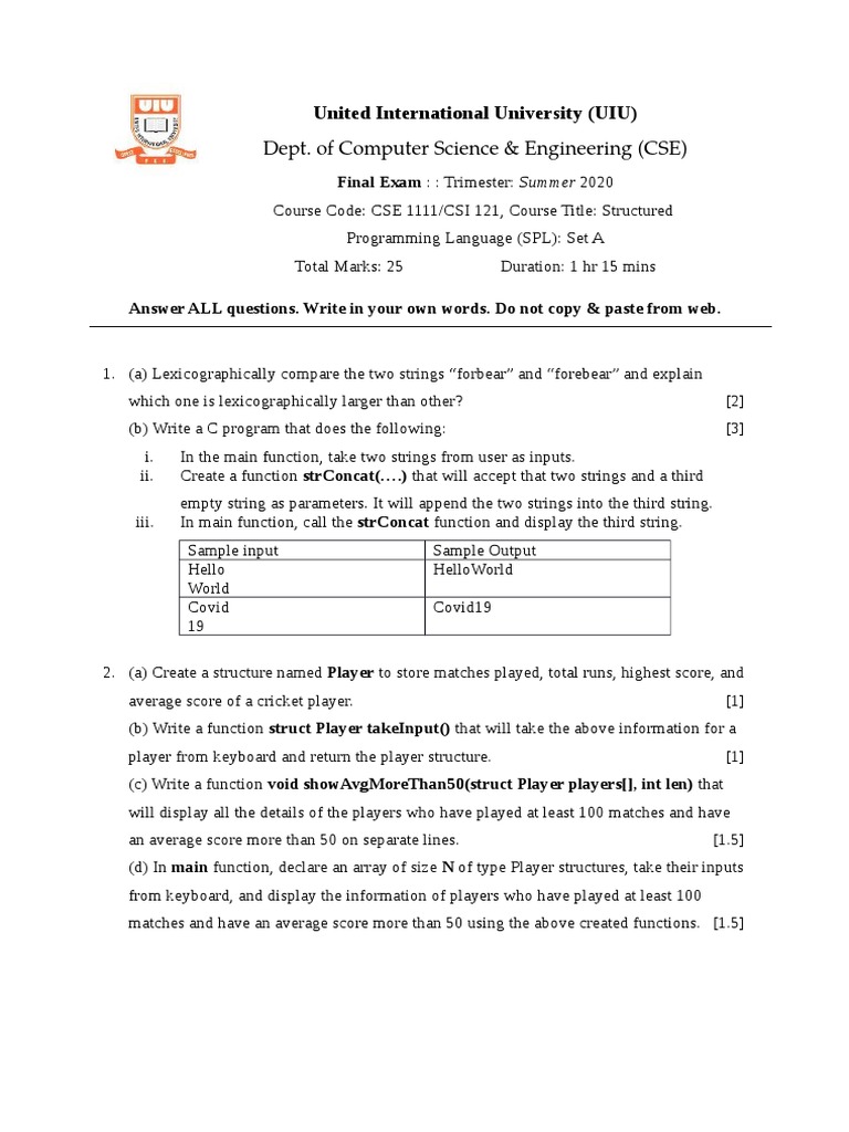 Dept. of Computer Science & Engineering (CSE) : United International ...