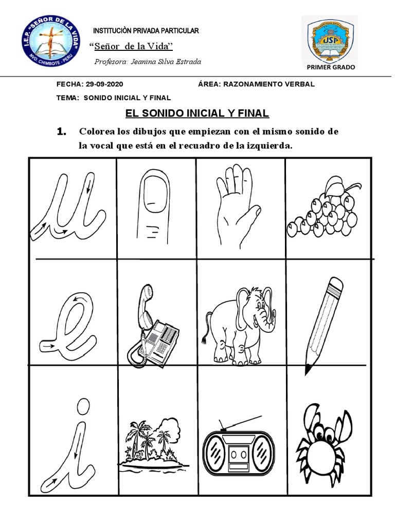 Actividades de Sonido Inicial y Final | PDF