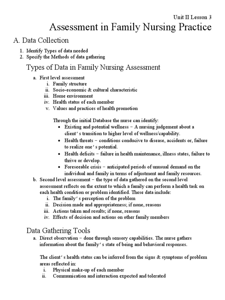 Assessment in Family Nursing Practice | PDF | Nursing | Data