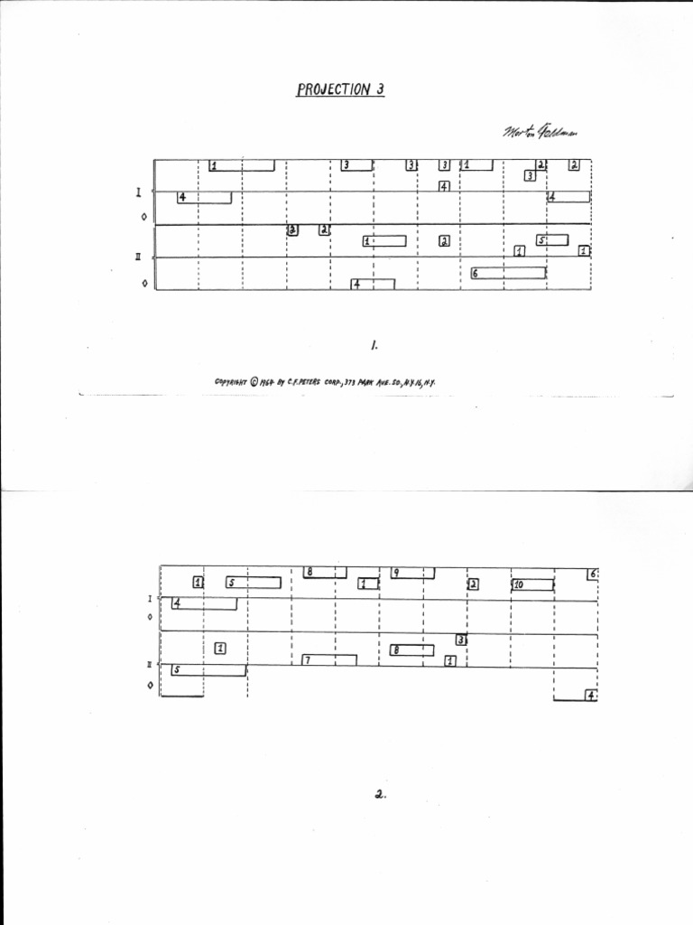 Morton Feldman 1951 - Projection 3 For Two Pianos | PDF