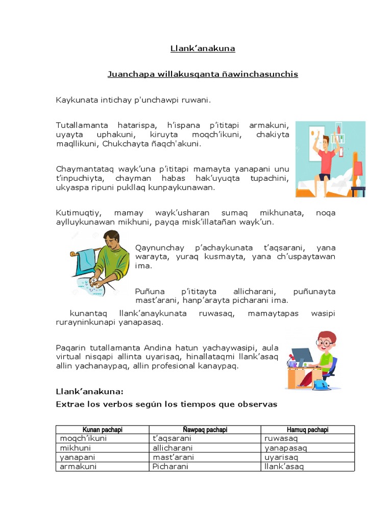1 - Verbos Comprensión y Producción de Textos. | PDF