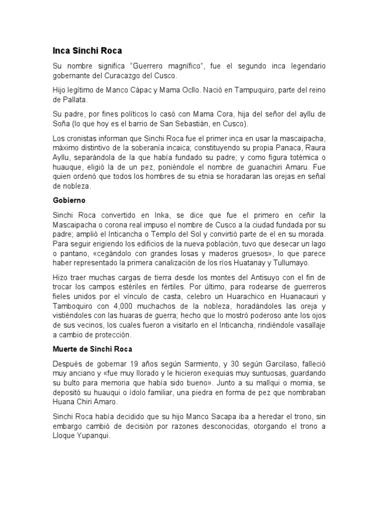 Biografía de Lloque Yupanqui | PDF | Perú | Imperio Inca