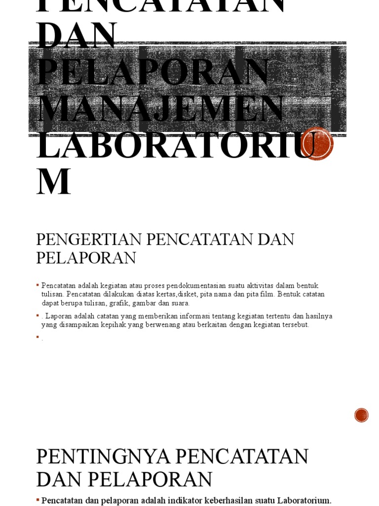 Pencatatan Dan Pelaporan Manajemen Laboratorium | PDF