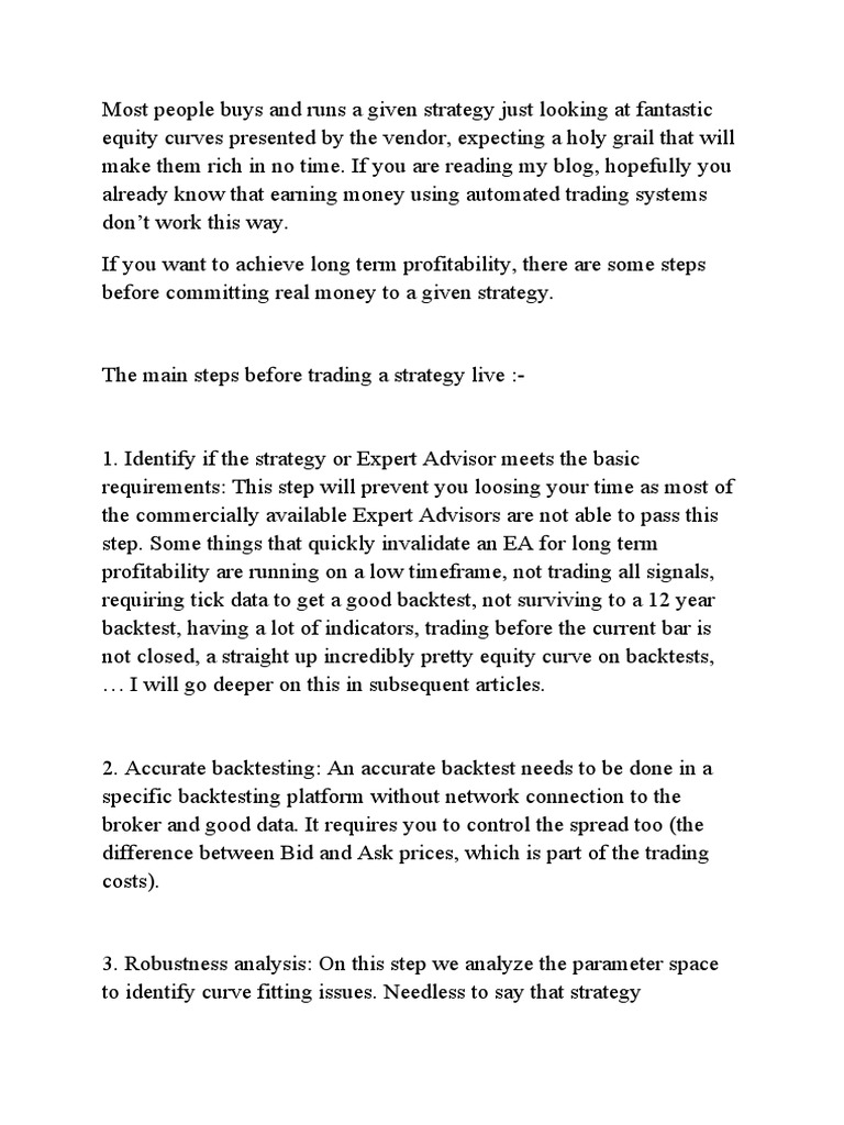 Steps Before Trading A Strategy On Real Money | PDF | Algorithmic ...