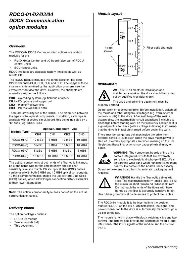 En RDCO DDCS CommOptionModules B | PDF | Optical Fiber | Electrostatic ...