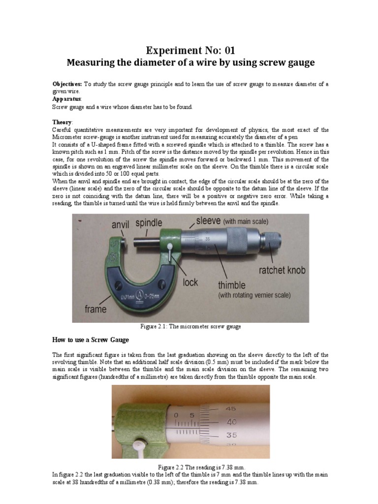 Measuring Wire Diameter with Screw Gauge | PDF | Physics | Nature