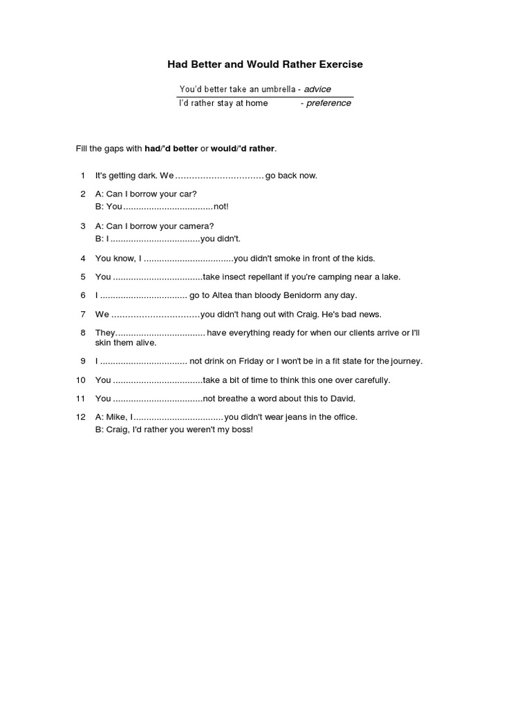 Had Better - Would Rather | PDF