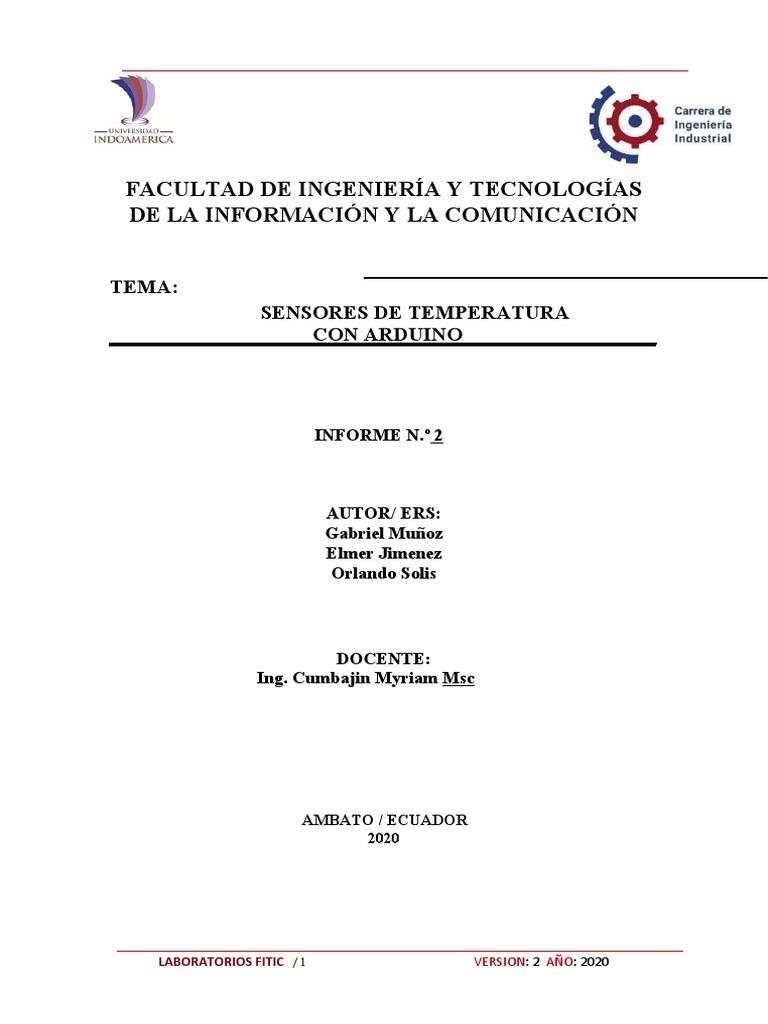 Practica N.-2 SENSORES DE TEMPERATURA CON ARDUINO | PDF | Electricidad ...