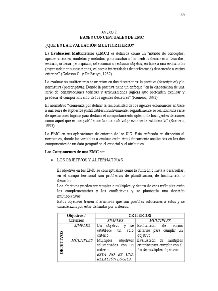 Bases Conceptuales de Emc ¿Que Es La Evaluación Multicriterio ...
