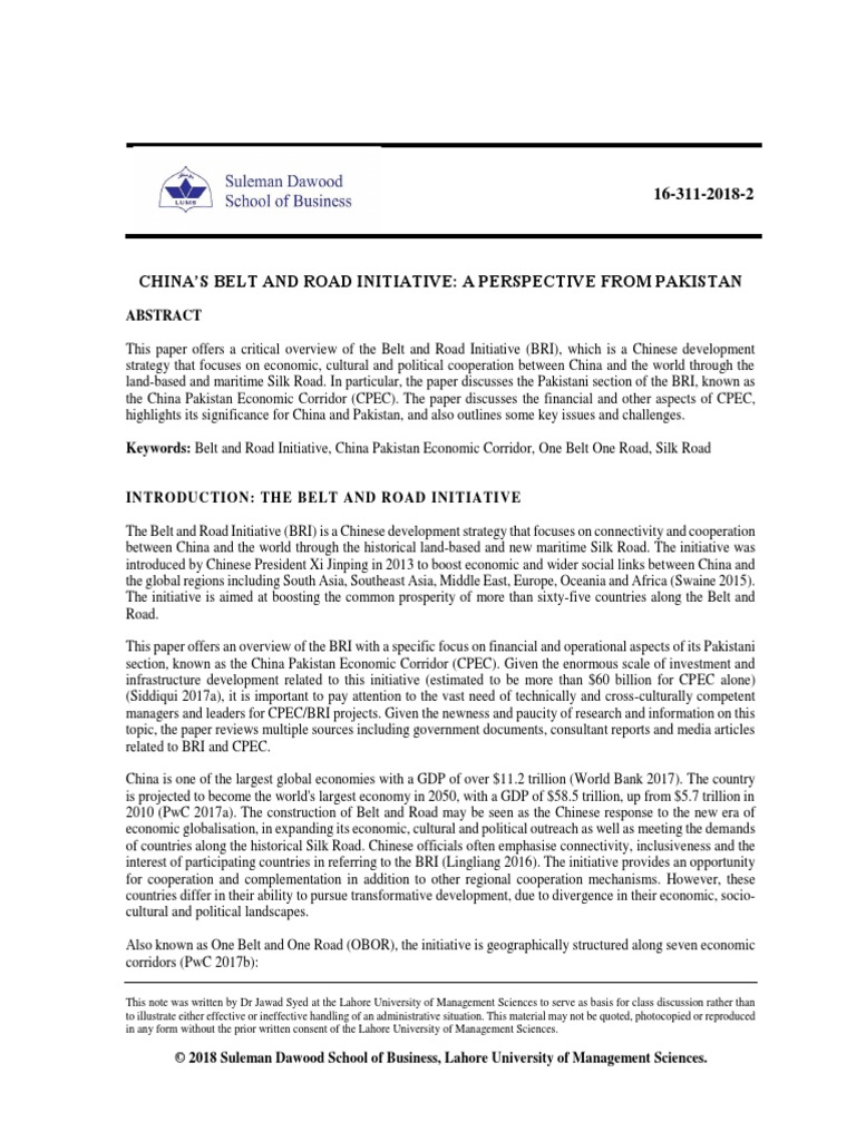 China's Belt and Road Initiative | PDF | Pakistan | China