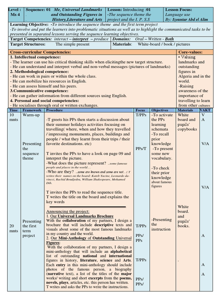 Ms4 Sequence One (All Lessons With Their Worksheets) by IZOUNTAR Abdel ...