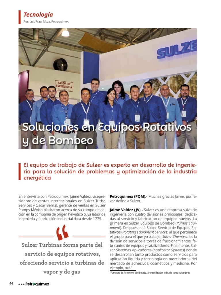 Sulzer: Innovación en Equipos Rotativos | PDF | México | Cliente