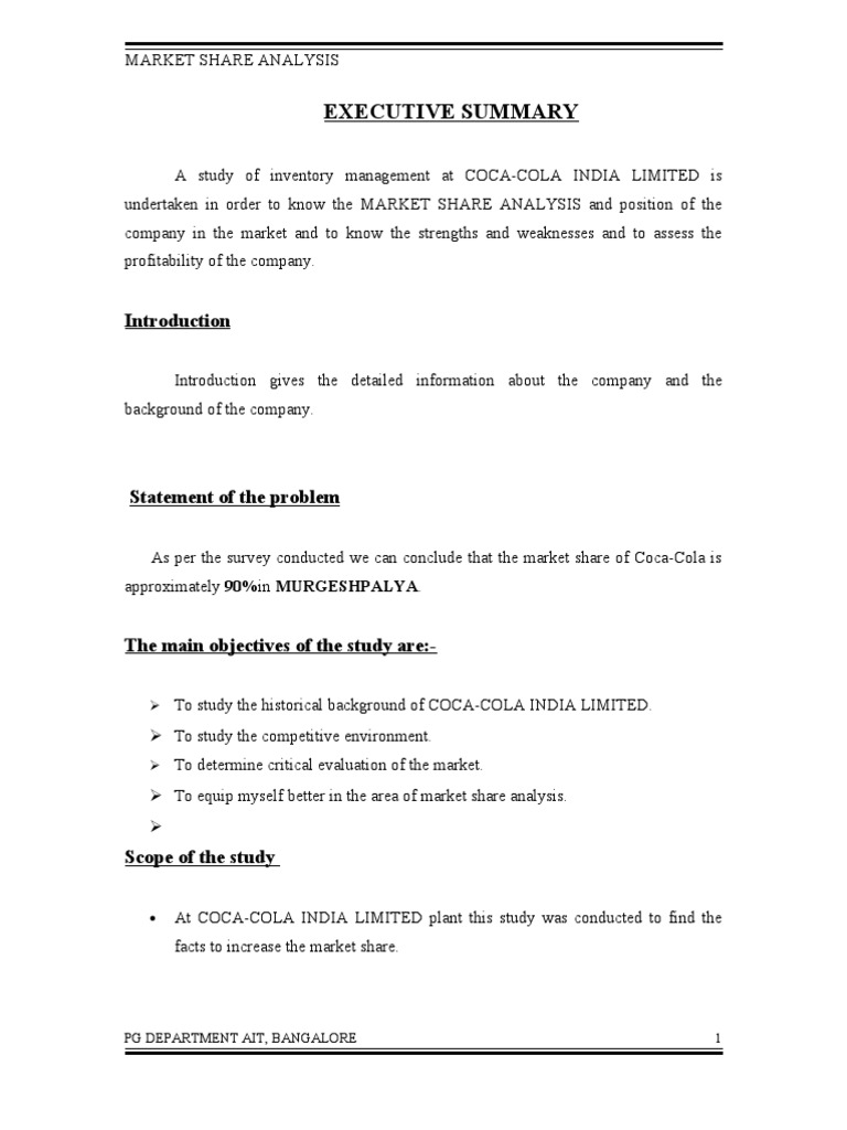 Executive Summary | PDF | Coca Cola | Pepsi