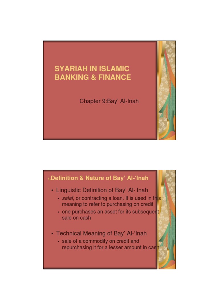 Syariah in Islamic Banking & Finance: Chapter 9:bay' Al-Inah | PDF ...