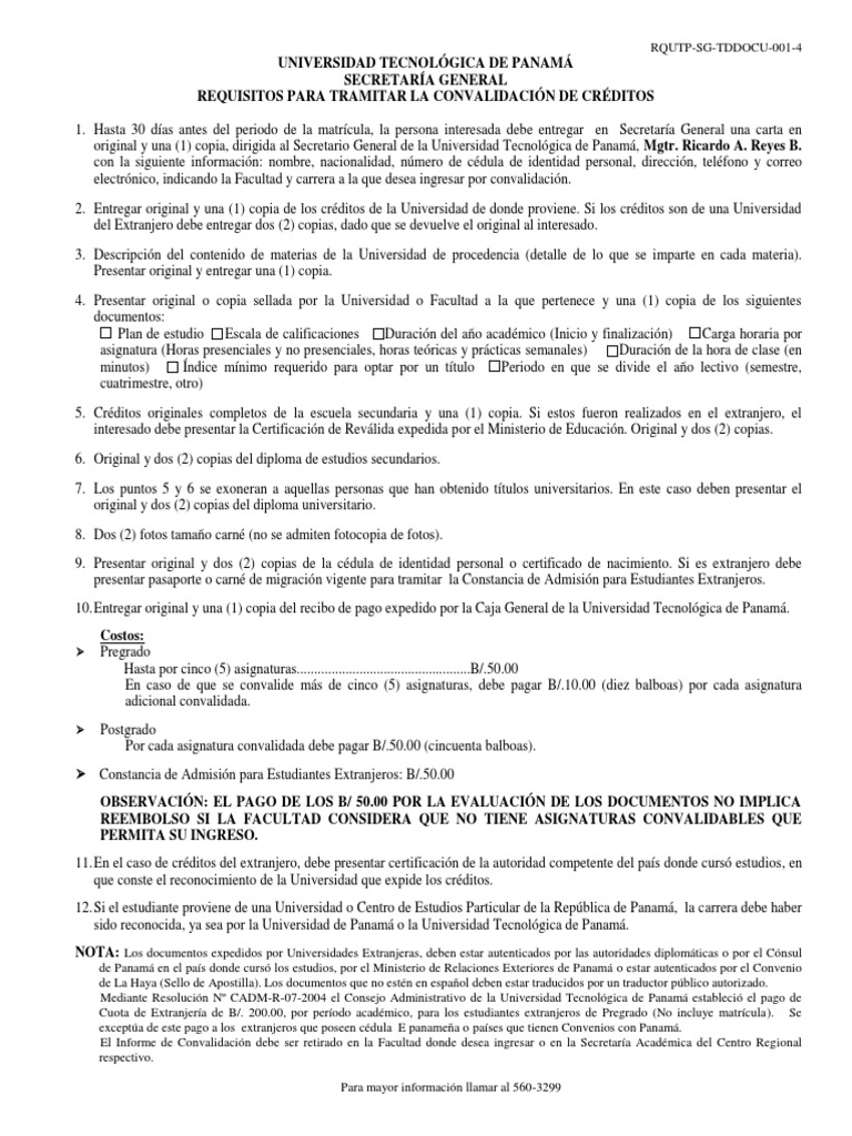 Requisitos para Convalidación PDF | PDF | Crédito del curso | Educación avanzada