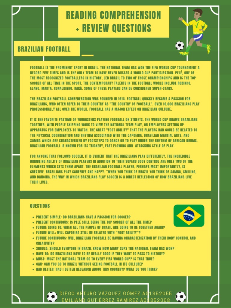 Brazilian Football: Reading Comprehension + Review Questions | PDF ...
