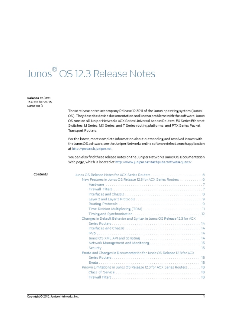 Junos Release Notes 12.3r11 PDF | PDF | Virtual Private Network | I Pv6