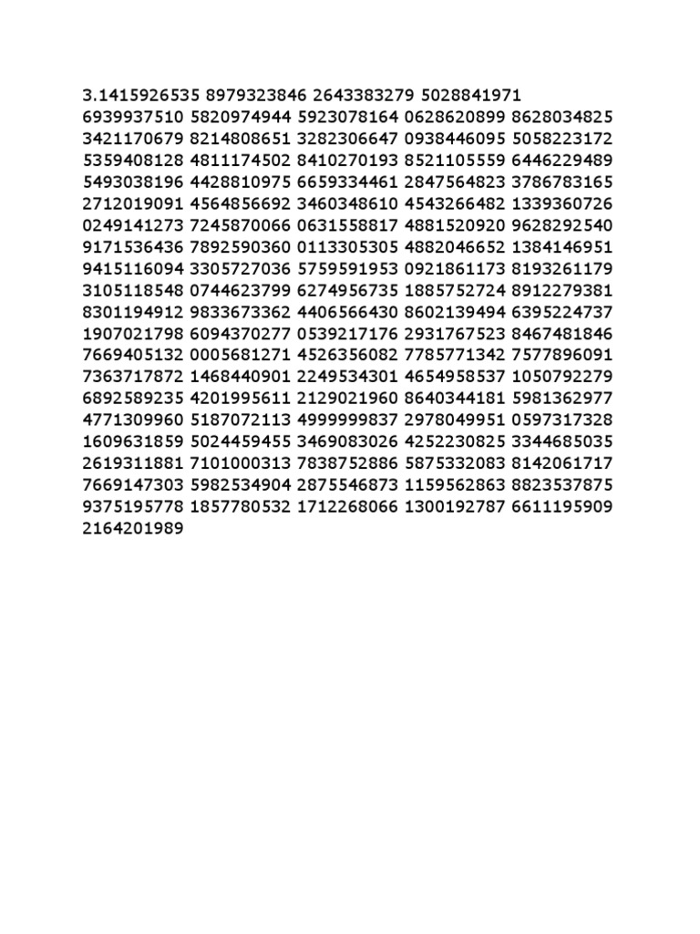 Pi - 1000 dIGITS | PDF